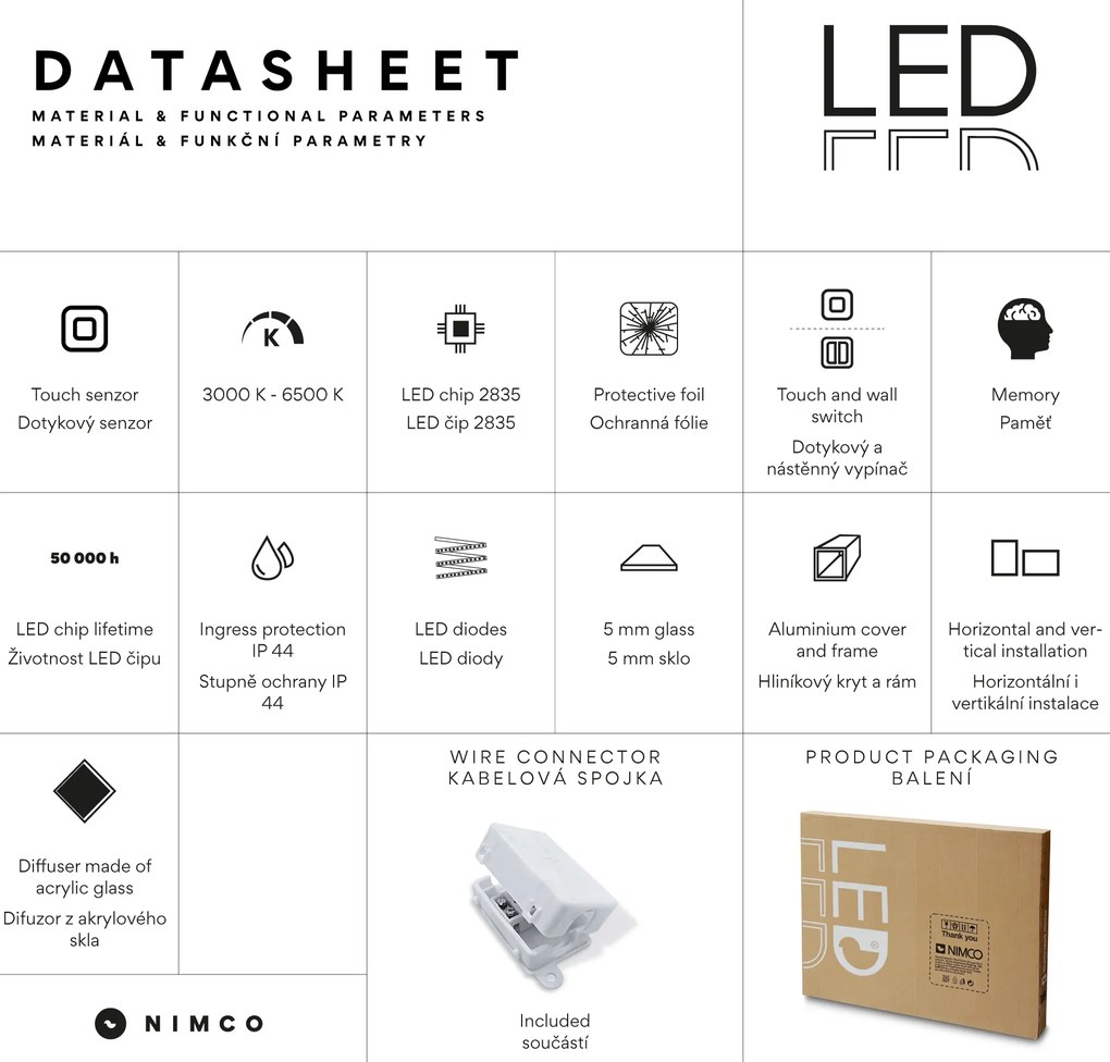 Nimco LED zrcadlo 500x700 s dotykovým senzorem - ZP 23001V