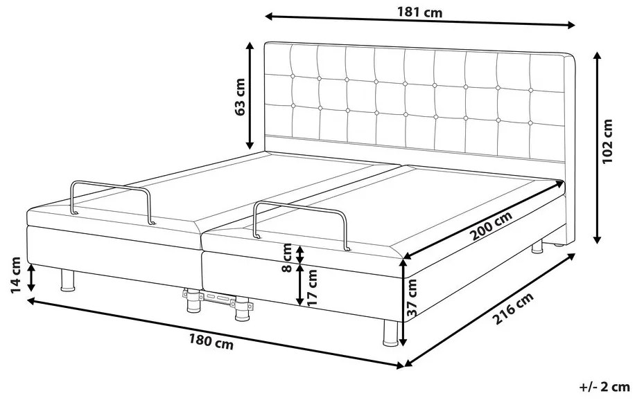 Čalouněná postel béžová elektricky polohovací 180x200cm DUKE Beliani