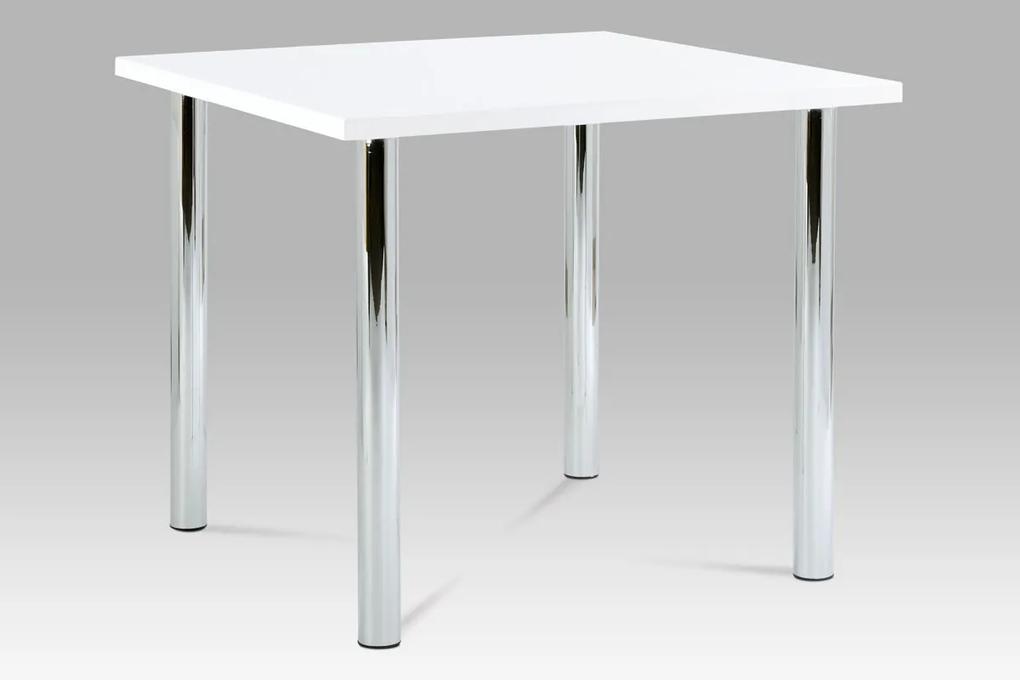Jídelní stůl 90x90 cm, chrom / vysoký lesk bílý
