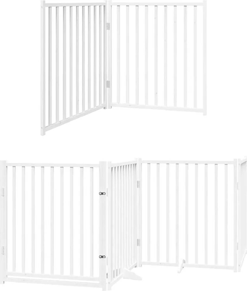 Zábrana pro psy s dvířky skládací 12 panelů bílá 960 cm topol 3155736