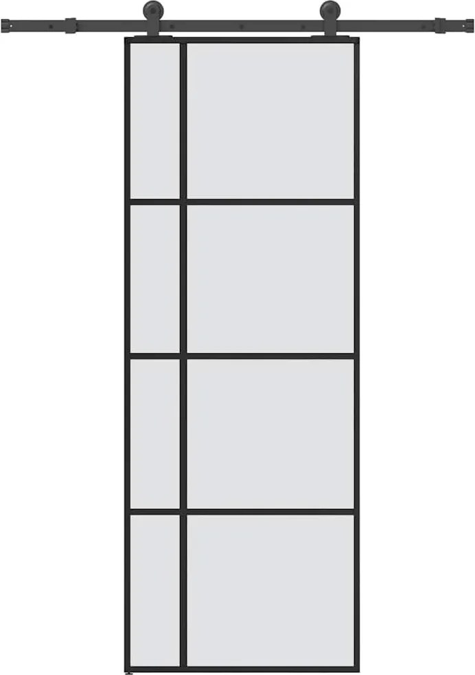 vidaXL Posuvné dveře s kováním 76x205 cm ESG sklo a hliník