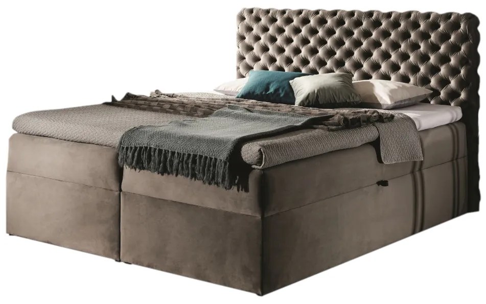 Expedo Čalouněná postel boxspring MARCH + topper, 200x200, riviera 16