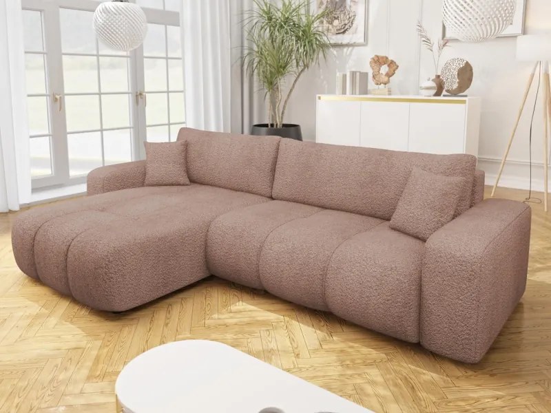 Rohová rozkládací sedačka Larow Maxi Boucle, Potah: Coral 65