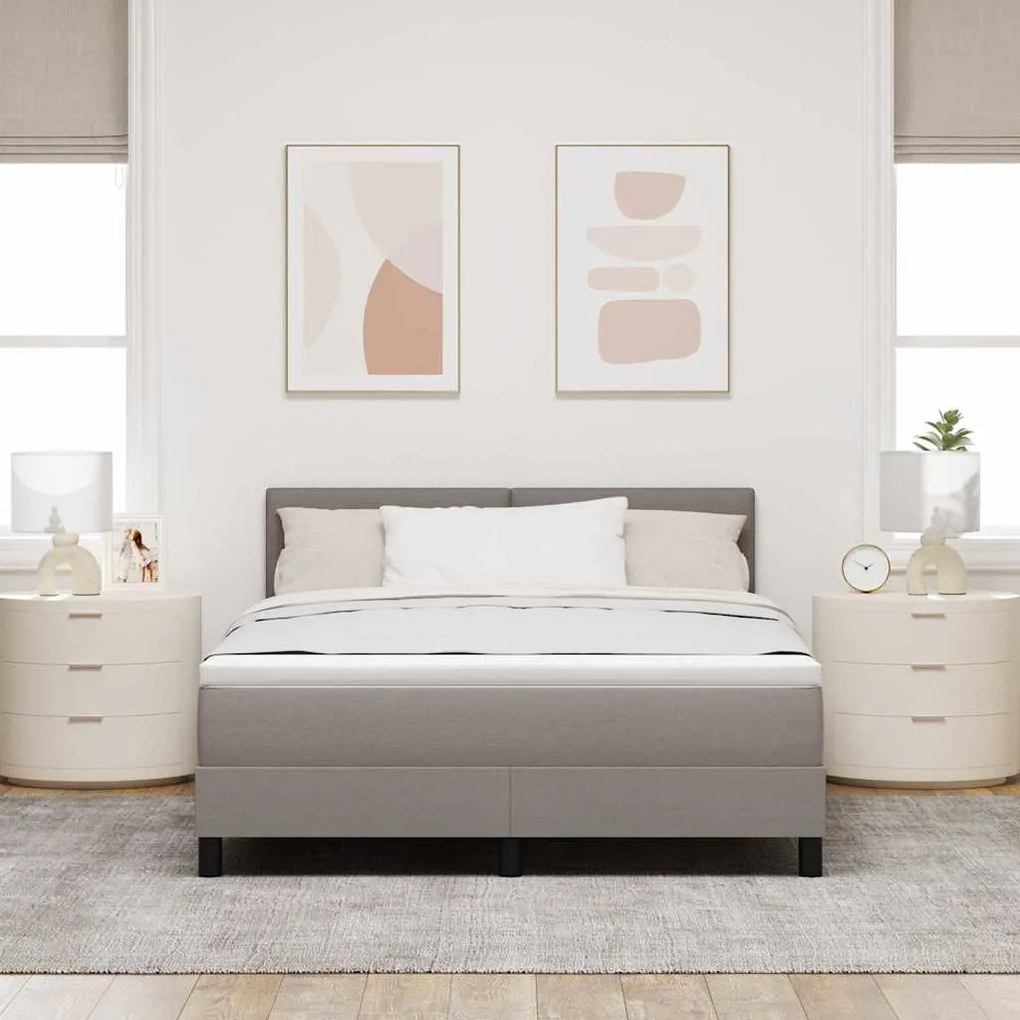 Postel s boxspringem s čelo Taupe 140 x 200 cm textil 3338696