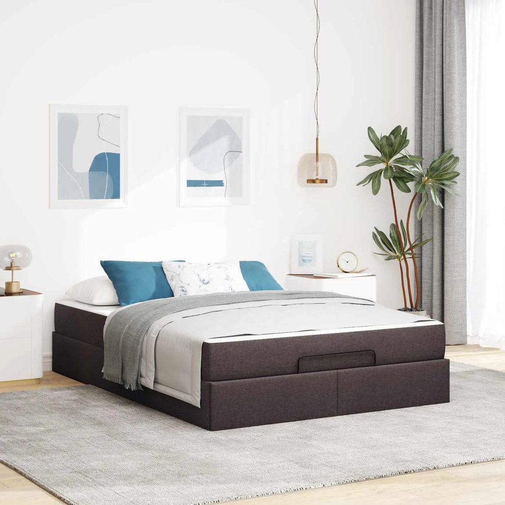 Rám postele s matrací 2 ks Žlutohnědá textil 3399504