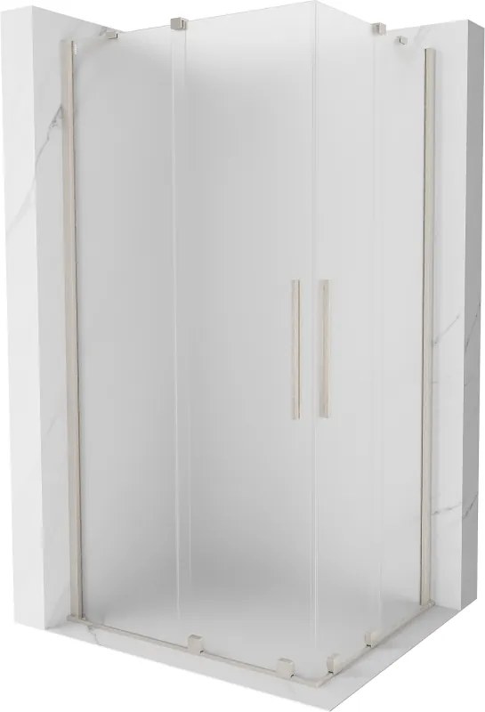Mexen Velar Duo, sprchový kout s posuvnými dveřmi 90 x 80 cm, 8mm sklo námraza, broušená ocel, 871-090-080-32-97