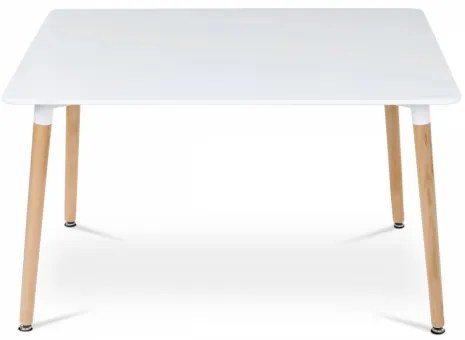 Jídelní stůl 120x80x74 bílý matný lak dřevěné nohy DT-304 WT