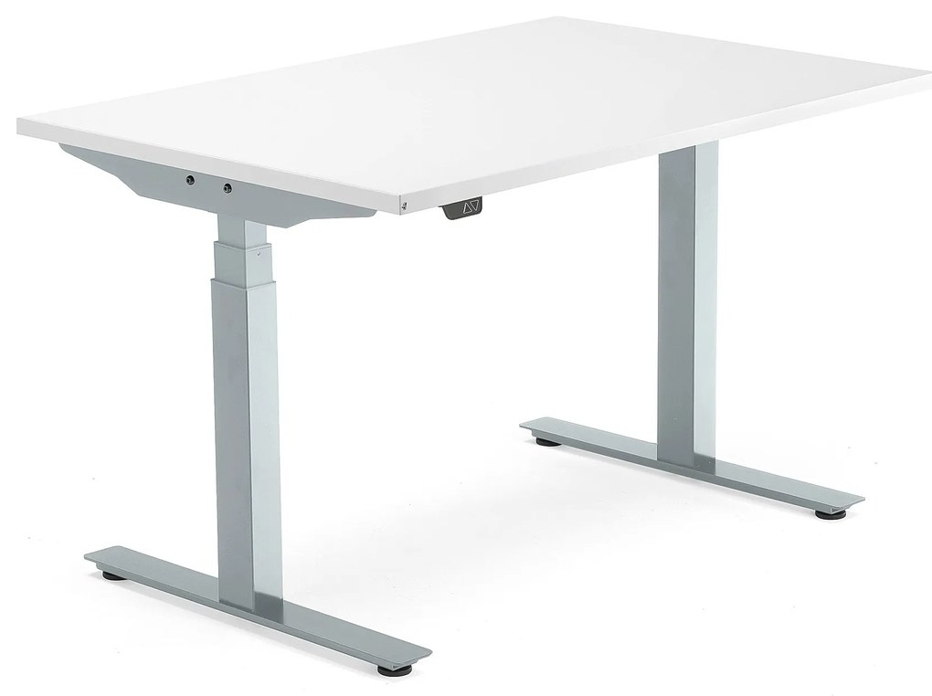 AJ Produkty Výškově nastavitelný stůl MODULUS SMART, 1200x800 mm, stříbrný rám, bílá