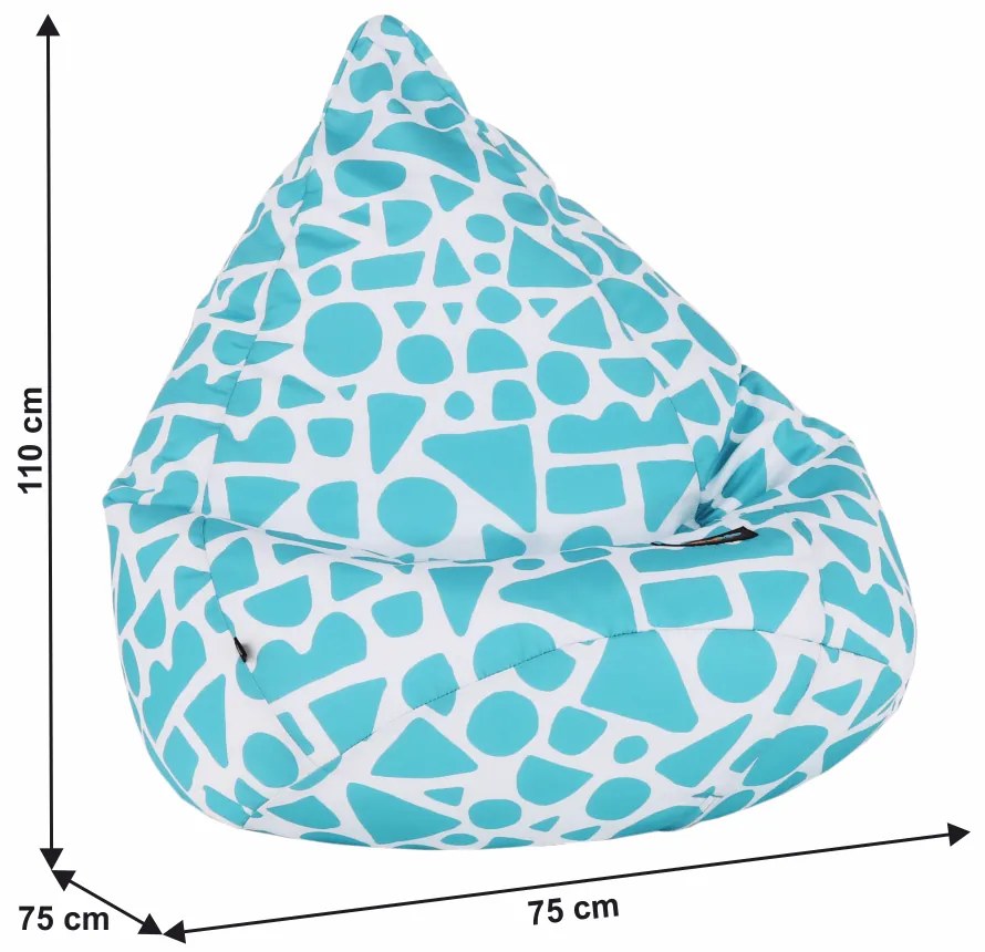 Kondela Sedací vak, tyrkysově-bílá / vzor, TELDIN