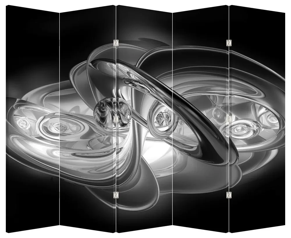 Paraván - Moderní šedá abstrakce (210x170 cm) | BIANO