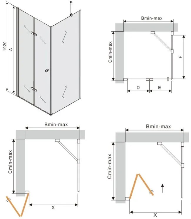 Mexen Lima sprchový kout 60x90cm, 6mm sklo, chromový profil-čiré sklo, 856-060-090-01-00