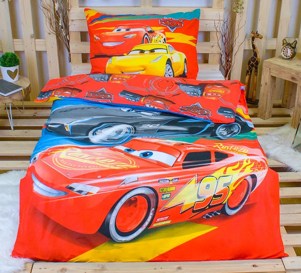 TOP Bavlněné povlečení 140x200+70x90 Cars racing