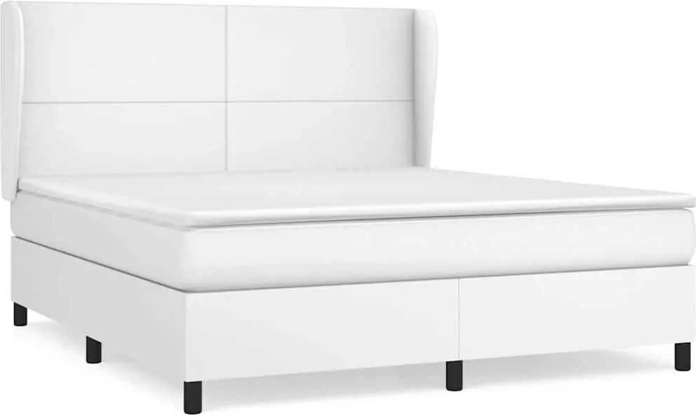 Box spring postel s matrací bílá 160x200 cm umělá kůže 3128920