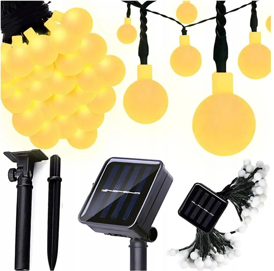 LED Solární dekorační řetěz 50xLED/8 funkcí 500 mAh 9,5 m IP67 teplá bílá