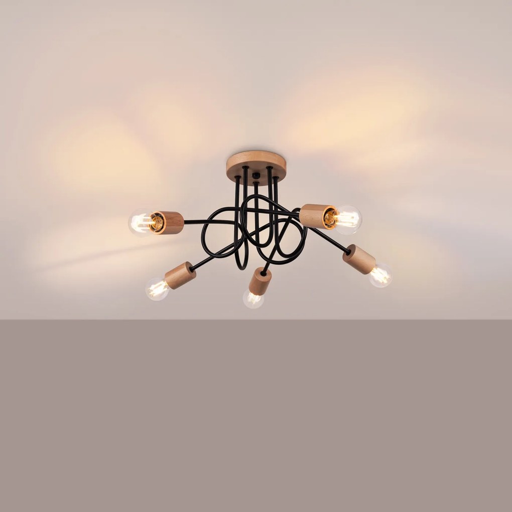 Sollux Lighting Lustr EMBER 5 černý