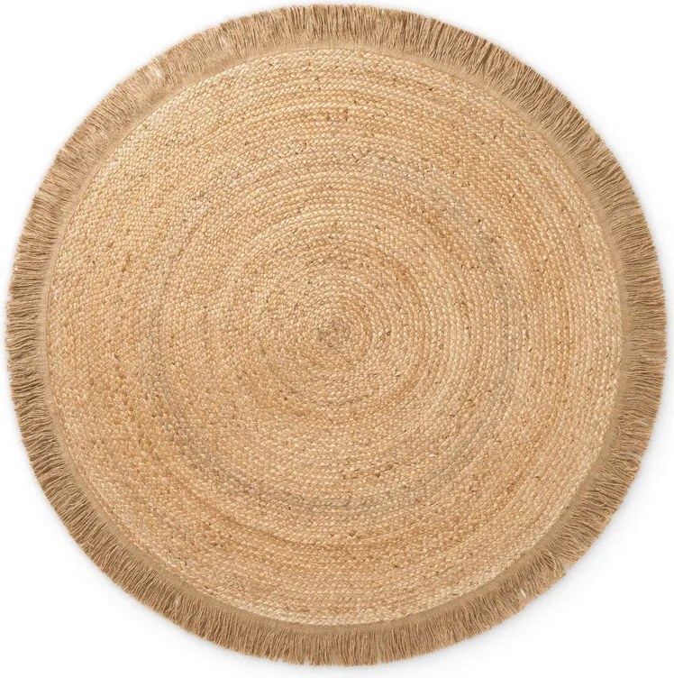 Oboustranný/ručně tkaný jutový kulatý koberec v přírodní barvě ø 150 cm Nuru – Hanse Home