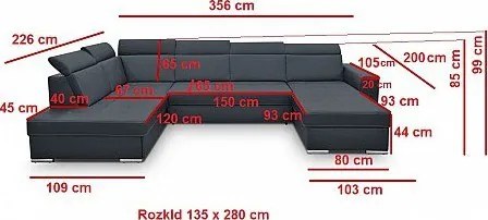 CZ Nábytkář - Kasvo Sedací souprava OSTRALE &quot;U&quot; | Orientace: levá,Varianta: Tarim 19