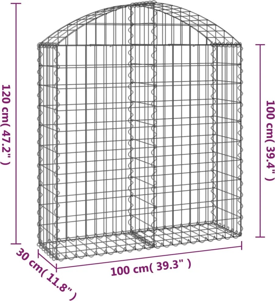 Klenutý gabionový koš 100 x 30 x 100/120 cm pozinkované železo 153425