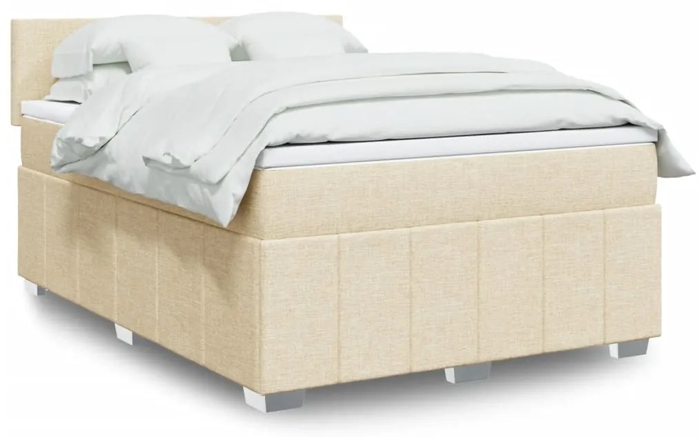 Box spring postel s matrací krémová 140x200 cm textil 3289389