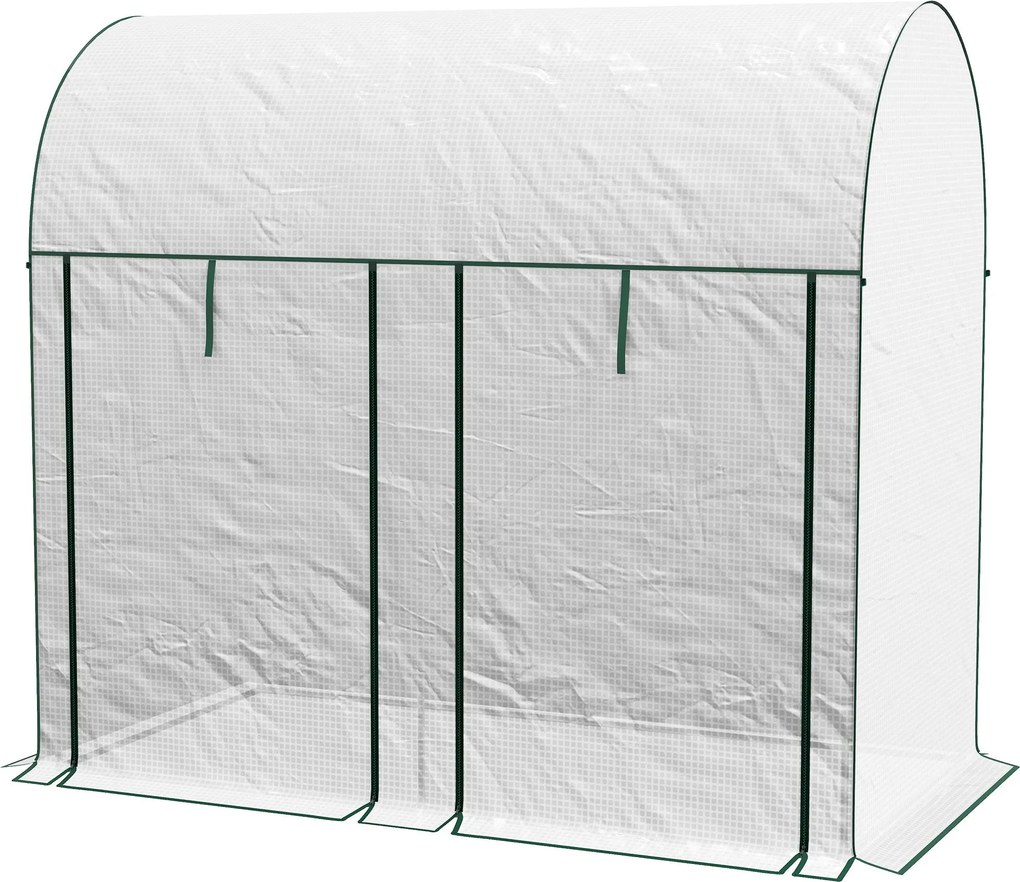 Outsunny Malý Skleník venkovní skleník s Dvoum zipovým Dveřmi a PE Krytem pro Pěstování Rostlin a Květin 200x100x178 cm Bílý | Aosom