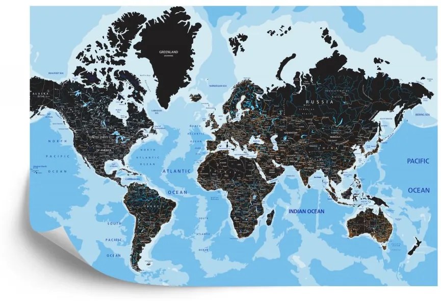 Fototapeta Mapa Světa Omyvatelný vlies 368x254