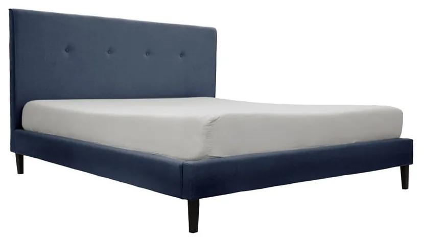 Modrá postel s černými nohami Vivonita Kent, 180 x 200 cm