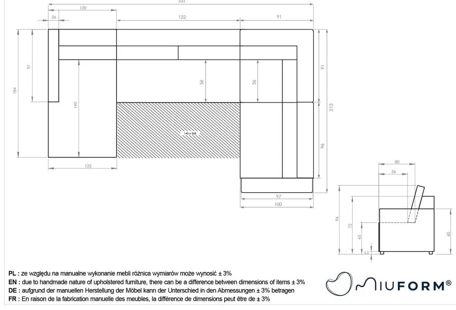 Krémová rozkládací modulární rohová pohovka s úložným prostorem (pravý roh) Lulu – Miuform