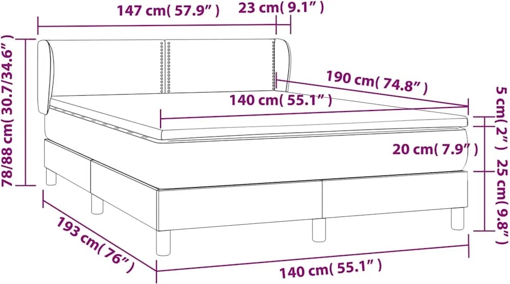 Box spring postel s matrací černá 140 x 190 cm textil 3126719