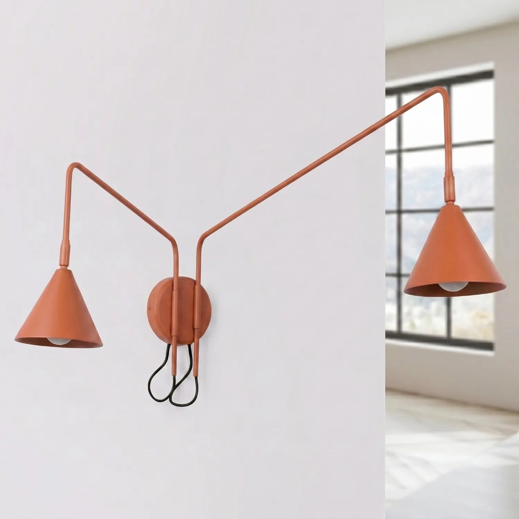 Sollux Lighting Nástěnné svítidlo NOX 2 okrově červené s vypínačem
