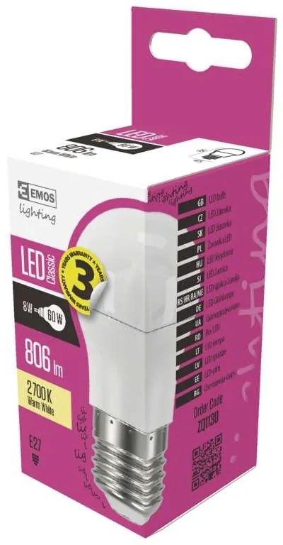 Emos lighting LED žárovka Classic Mini Globe 7,3W E27 teplá bílá