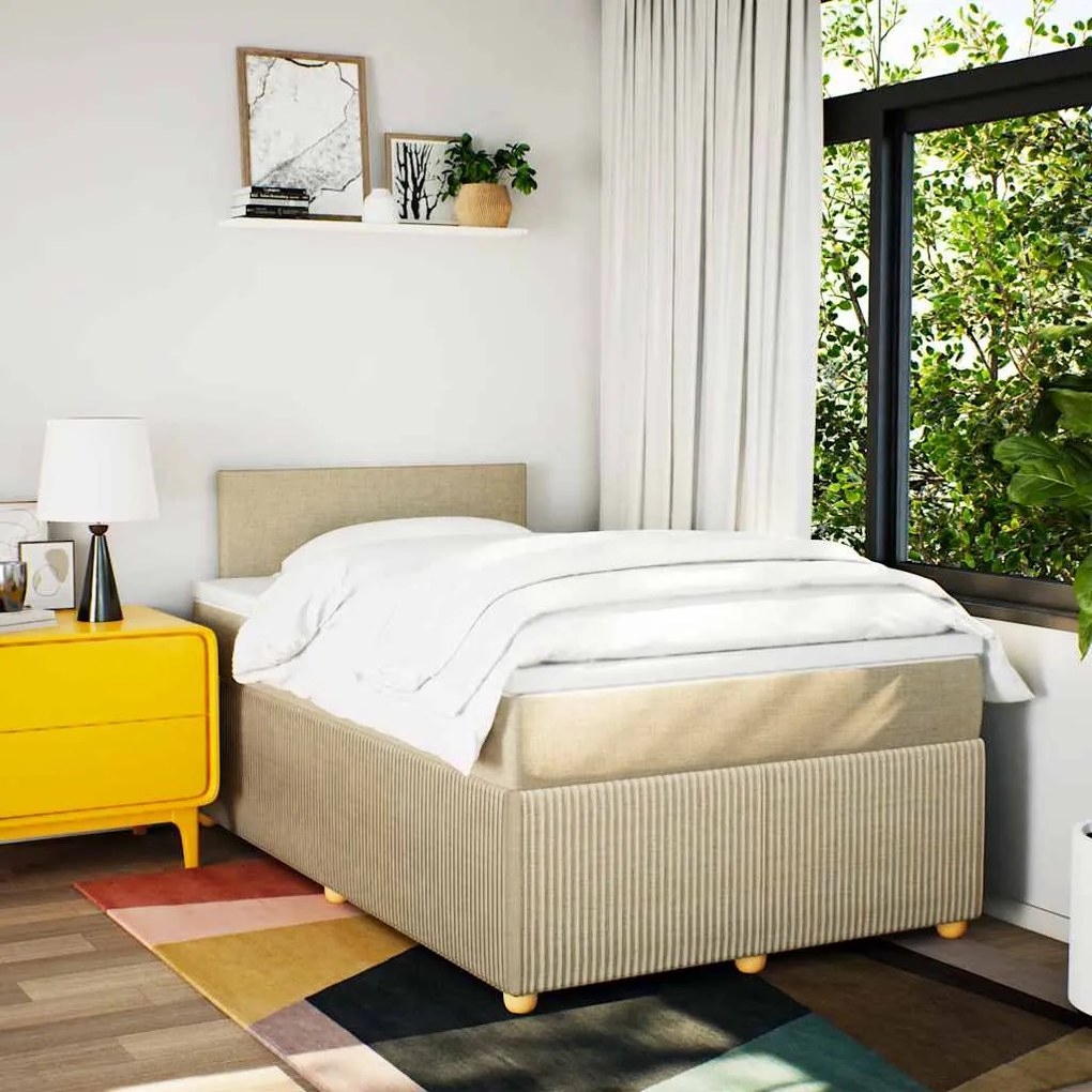Box spring postel s matrací krémová 120x190 cm textil 3289693