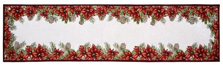 SCANquilt prostírání MOTIV vánoční hvězda červenozelená běhoun delší strana 100-170 cm