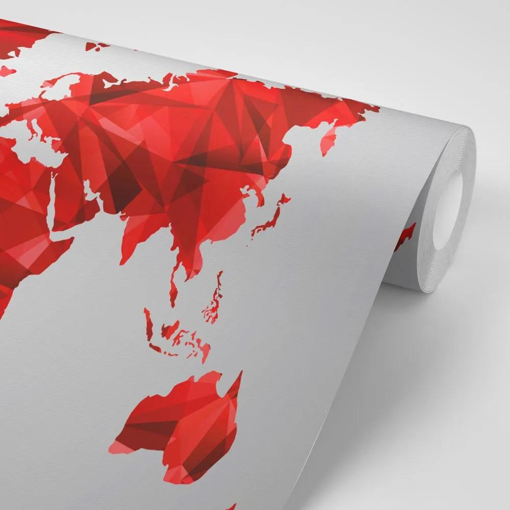 Samolepící tapeta červená mapa světa ve vektorové grafice