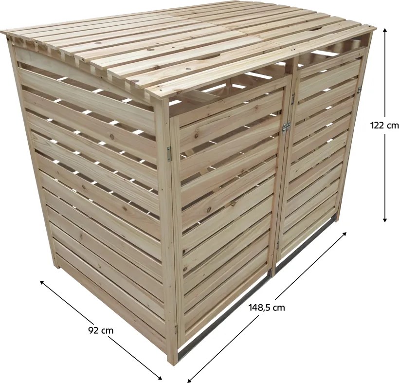 Dřevěný box na dva odpadkové koše, přírodní, BRUDO TYP 1