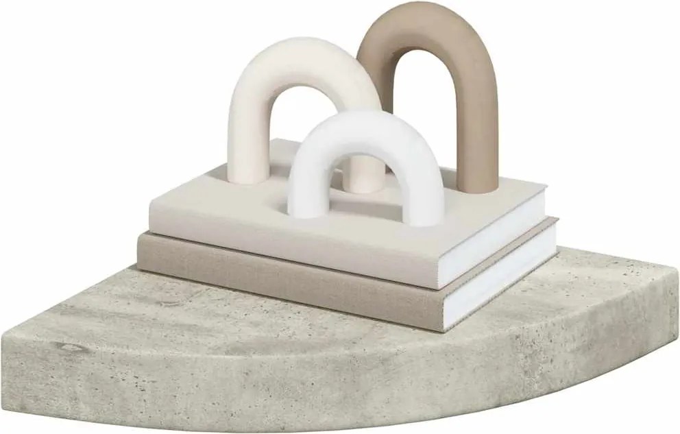 Nástěnné rohové police 4 ks betonově šedé 25 x 25 x 3,8 cm MDF 326635