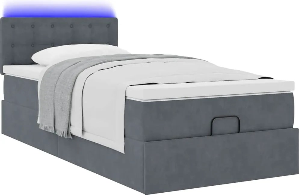 Osmanský rám postele s matrací tmavě šedá 90x200cm samet 3312741