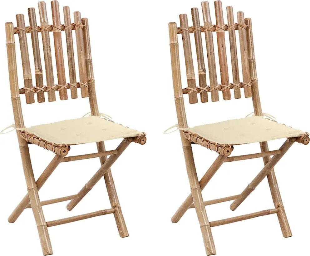 Skládací židle 2 ks s bambusovými polštáři 3063989