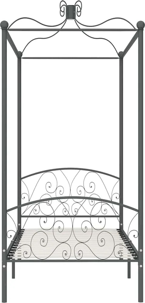 Rám postele s nebesy šedý kovový 100 x 200 cm 284481