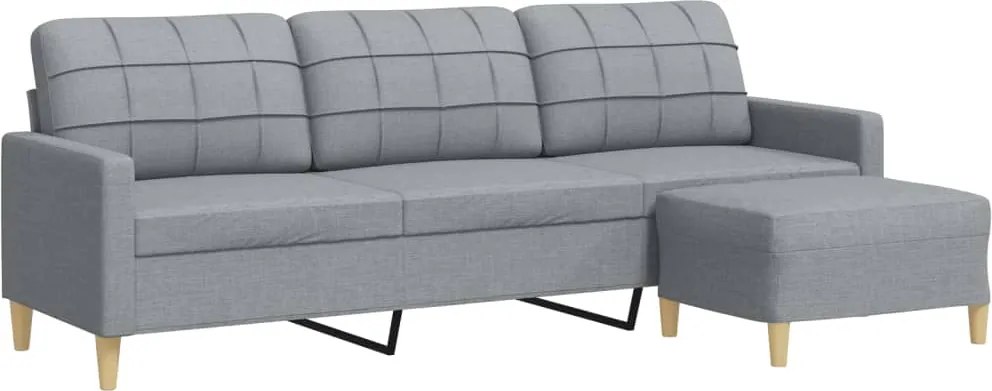 3místná pohovka s podnožkou světle šedá 210 cm textil 3278249