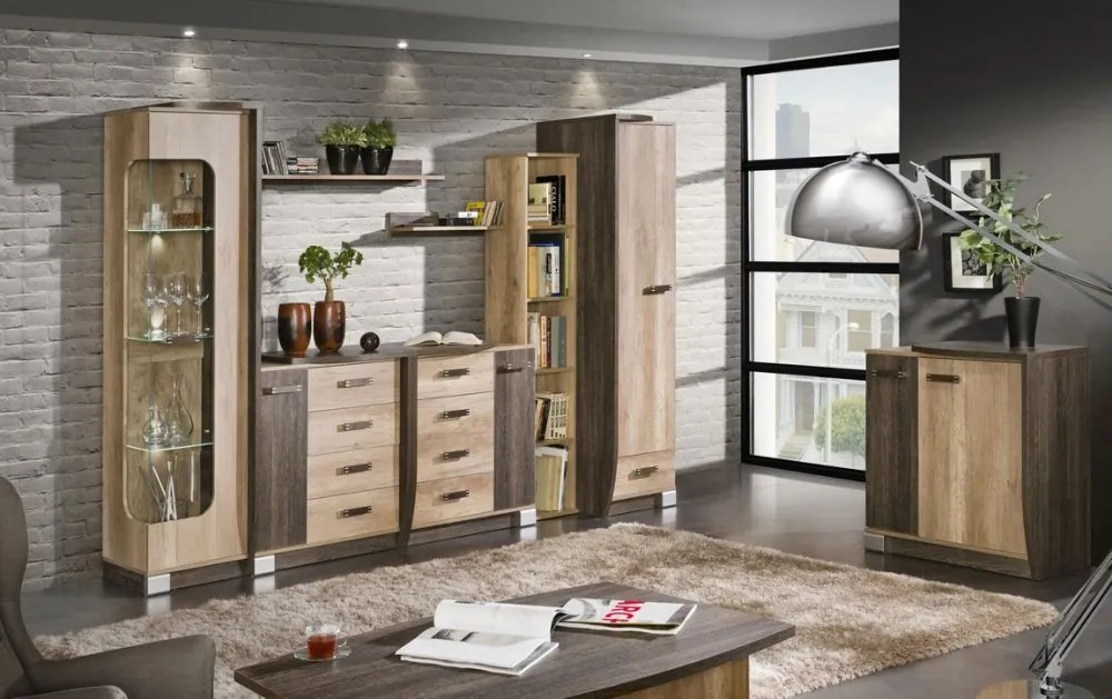 Závěsná skříňka ROMEO R11 pravá hnědá (120 x 37) cm
