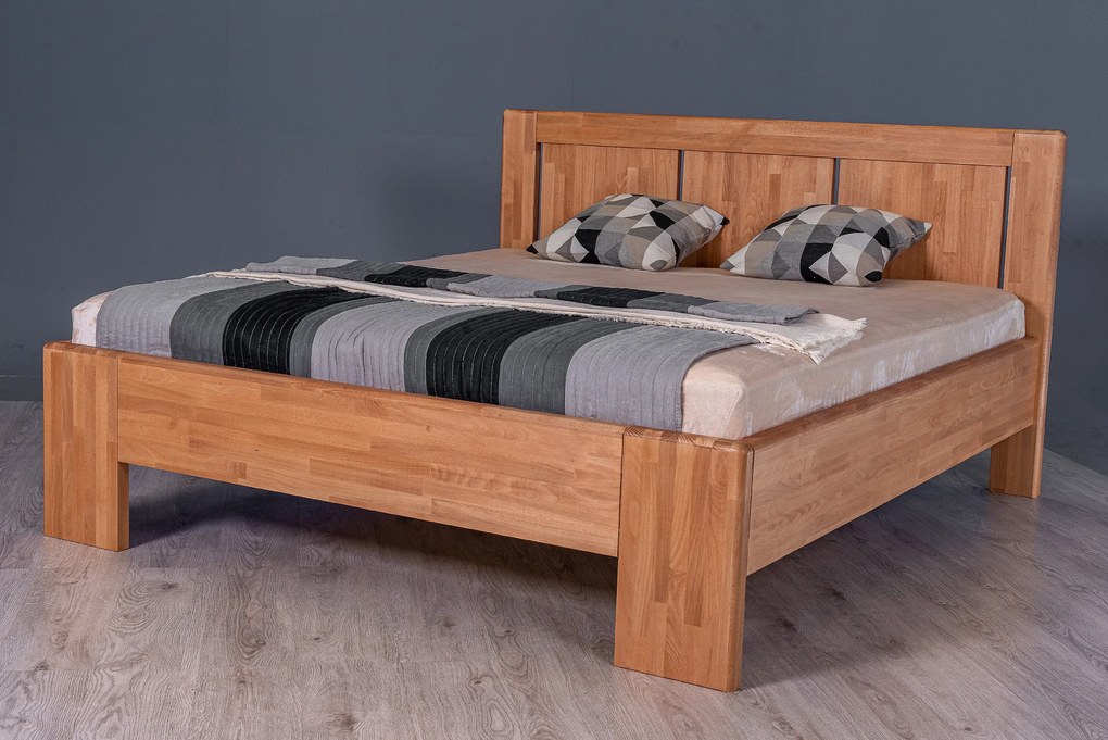 Masivní postel PARIS - Solwo Design Dřevo a odstín oleje: DUB Cink - Olej odstín DO205, Rozměr spací plochy: 180x200