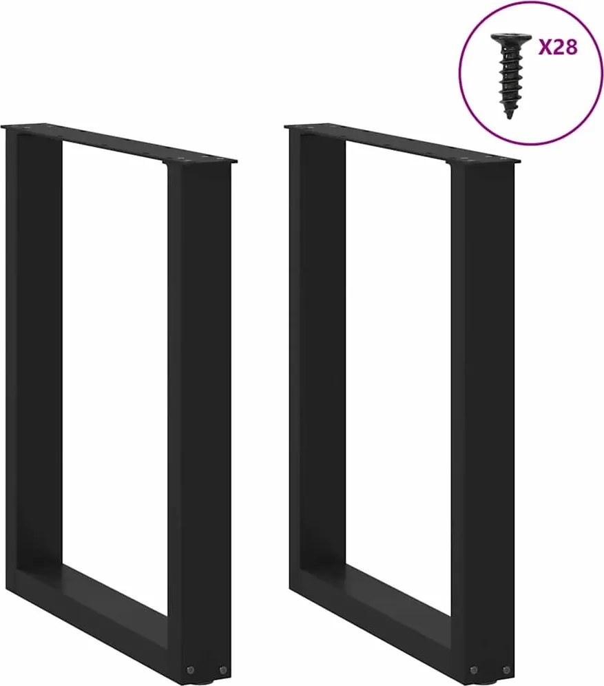 vidaXL Nohy k jídelnímu stolu ve tvaru U, 2 ks, ocel, 70 x (72-73) cm, ocel [4013185] Barva: Černá