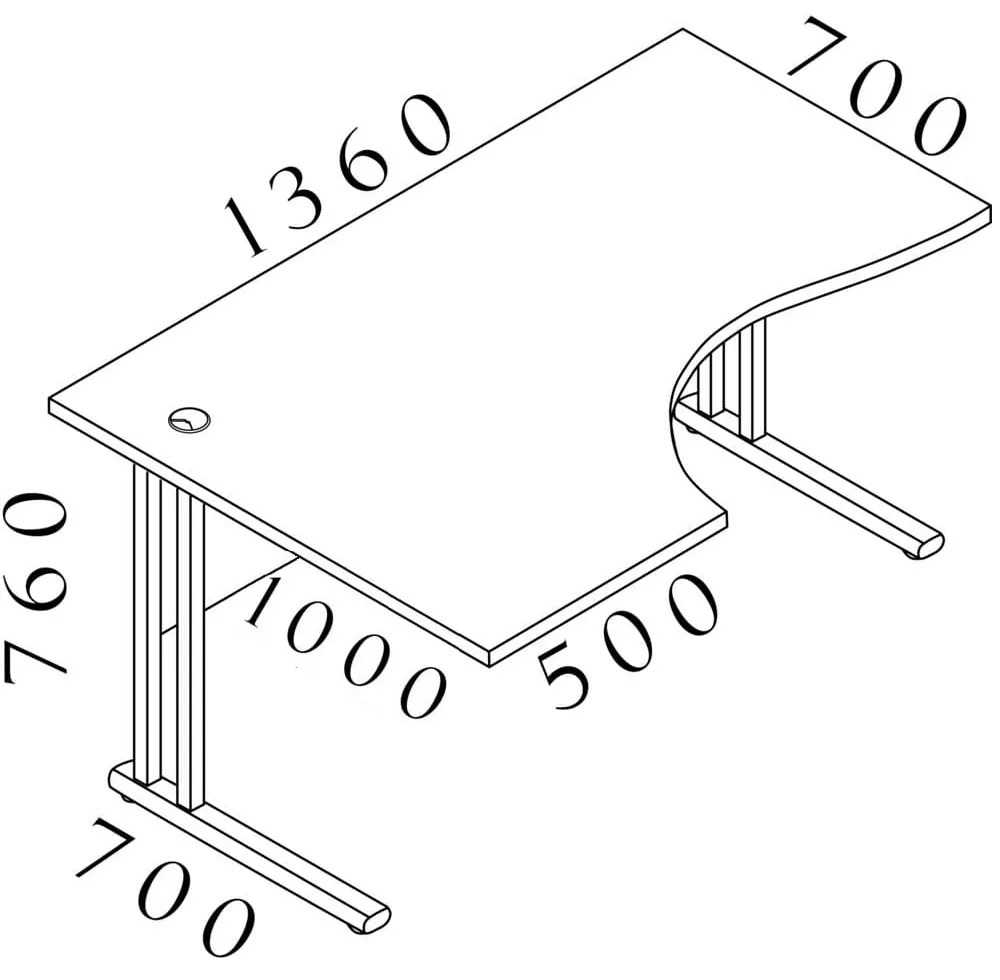 Rohový stůl Visio LUX 136 x 100 cm, levý, ořech