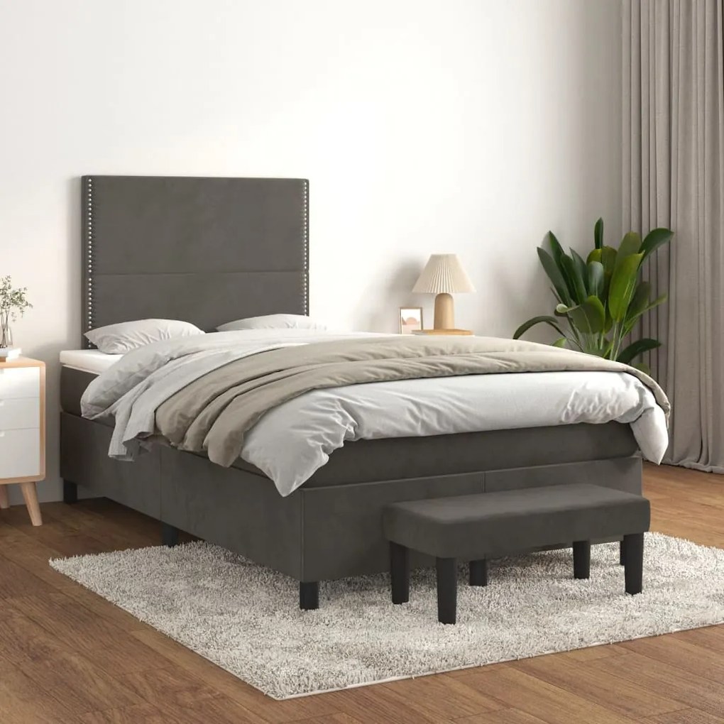 Box spring postel s matrací tmavě šedá 120 x 200 cm samet 3137774