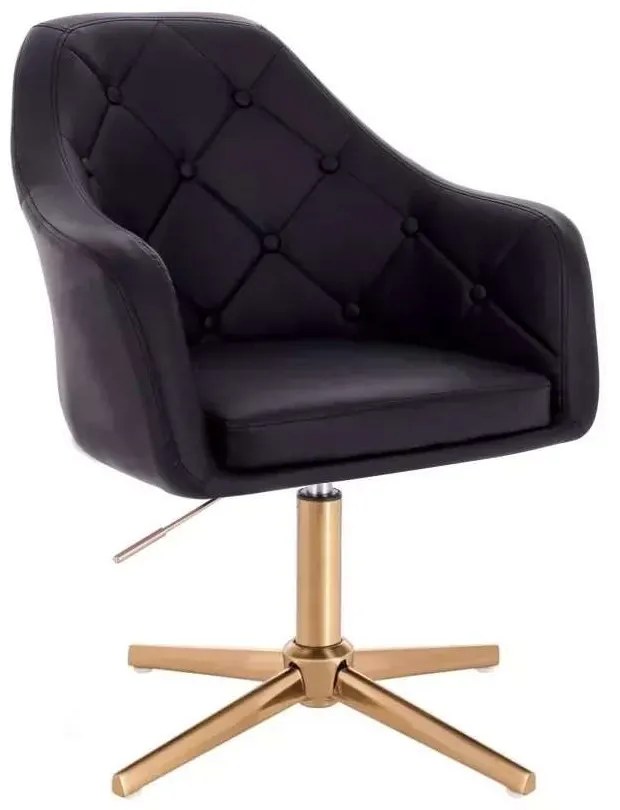 LuxuryForm DESIGN Křeslo ANDORA na zlatém kříži - černé