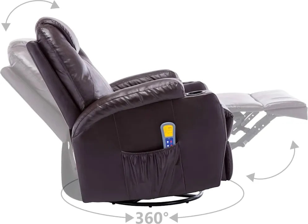 Houpací masážní křeslo hnědé umělá kůže 246636