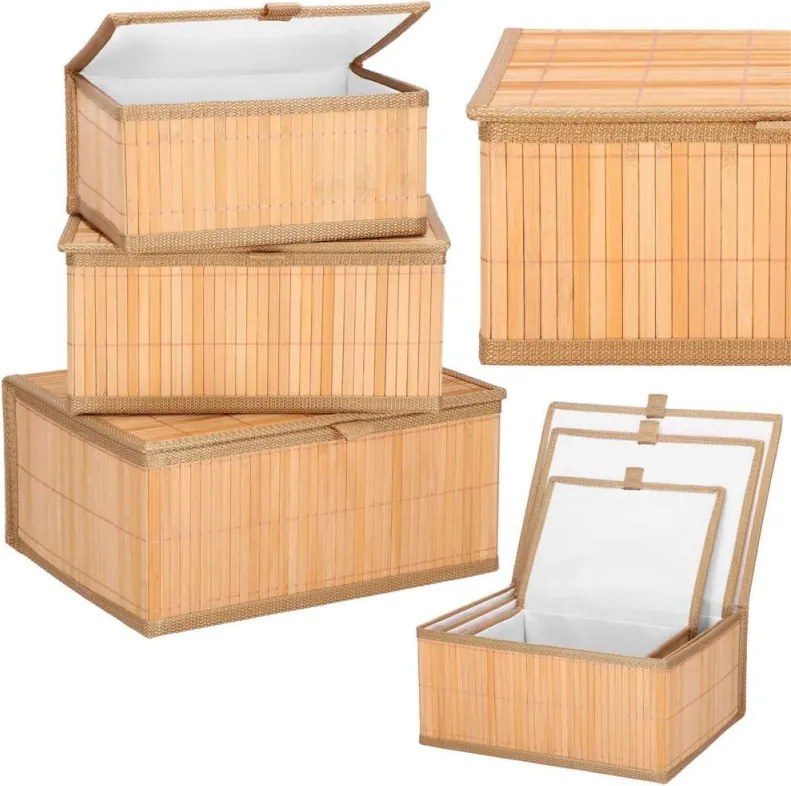 Bambusový úložný box SPRINGOS BAMBOO sada 3 ks