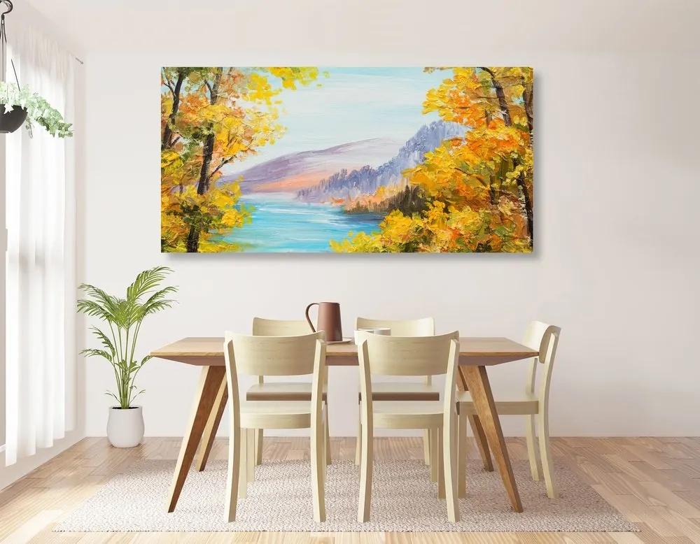Obraz olejomalba horského jezera - 120x60 cm