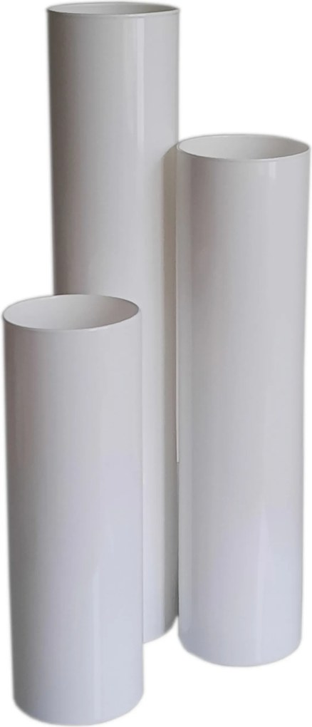 Skleněná váza vysoká Cylinder Bílý Lesk lesklá 3 ks H 50-40-30 cm