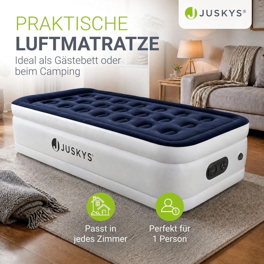 Juskys Nafukovací postel Sapri s elektrickou pumpou Barva: černá, Velikost: L